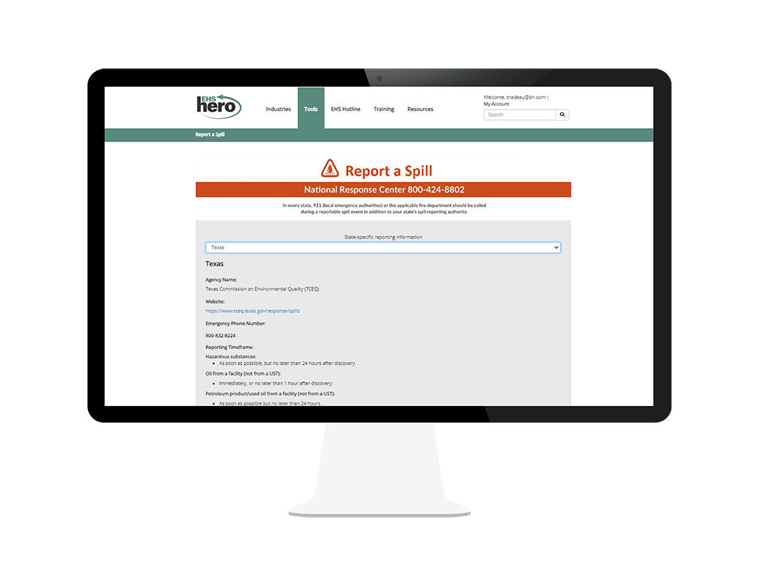 Report a Spill – BLR